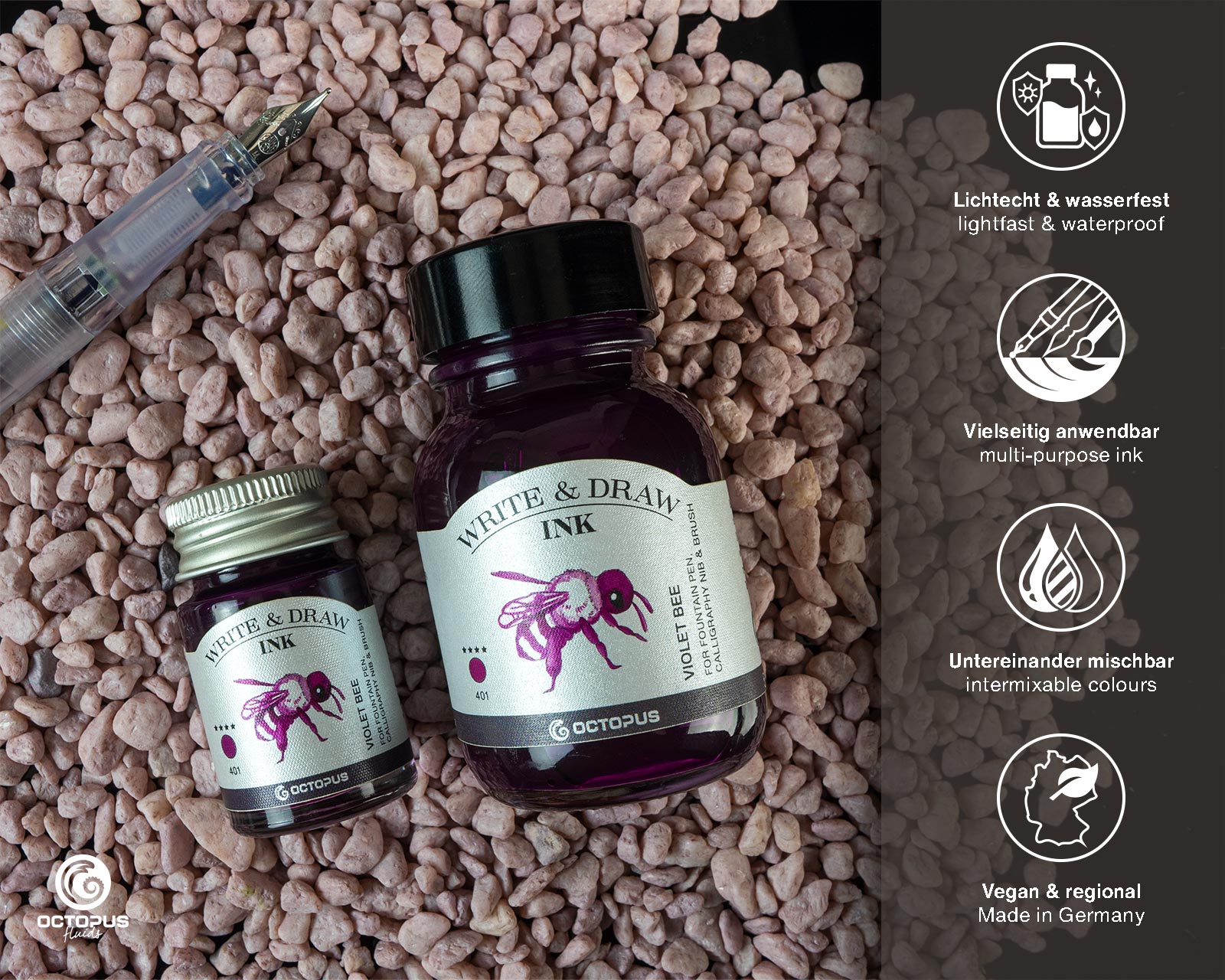 Octopus Write and Draw: Violet Bee – Bottle and Plume